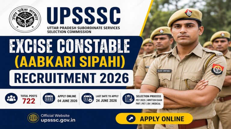 UPSSSC Excise Constable Recruitment 2026 Apply Online for 722 Aabkari ...